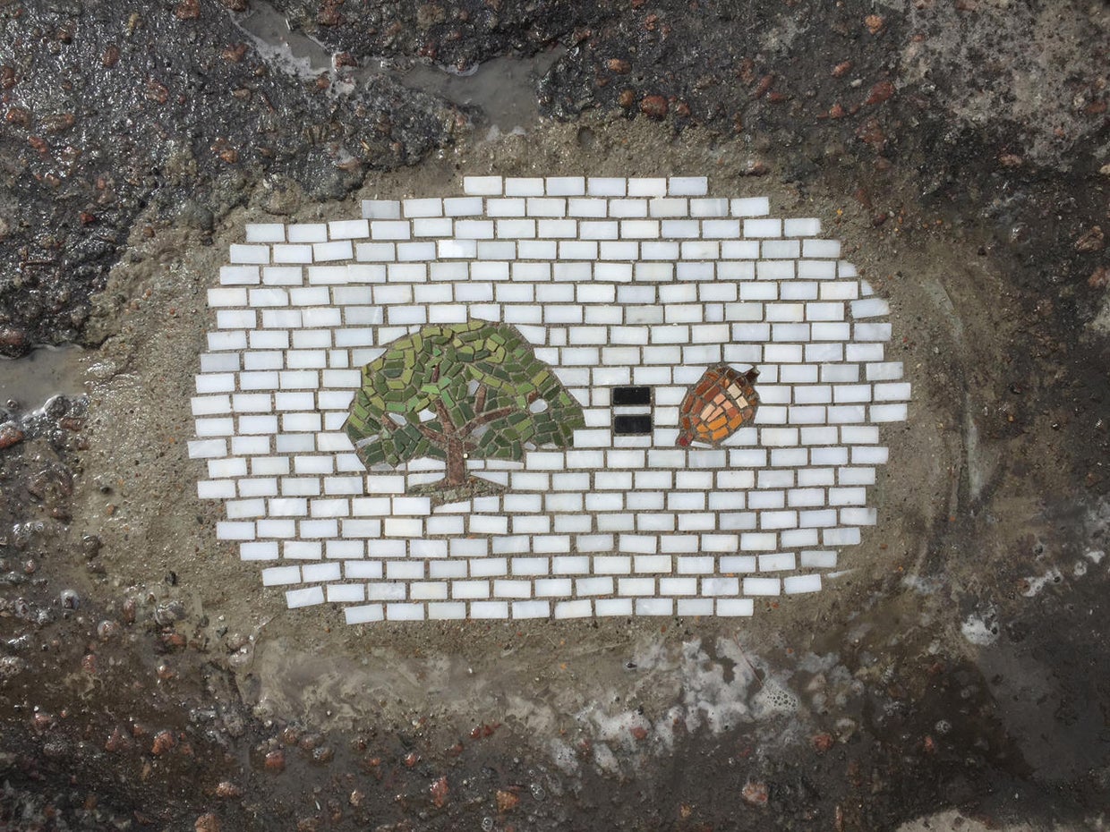 Street art: Jim Bachor's pothole mosaics