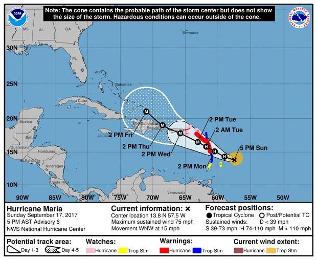 Hurricane Maria Category 1 storm: Approaching Caribbean -- latest ...