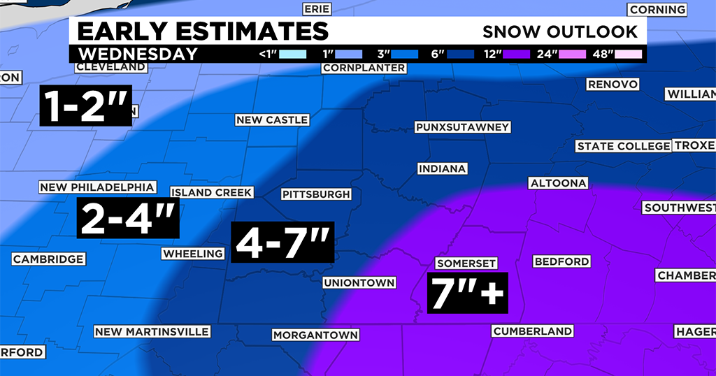 Winter Weather Watch: 4-7" Of Snow Accumulation Expected For Pittsburgh ...